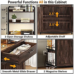 AOGLLATI Bookshelf and Bookcase, Bookshelf Organizer with 5-Tier Storage Rack, Industrial Wood Bookcase, Rustic Free Standing Bookshelves Metal Frame Display Rack for Living Room, Bedroom, Home Office