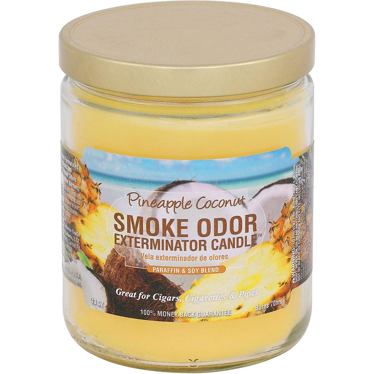 Smoke Odor Exterminator 13 oz Jar Candles Pineapple & Coconut, (2)