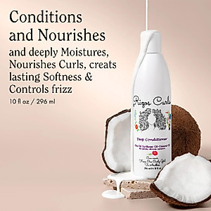 Rizos Curls Deep Conditioner, Strengthens & Moisturizes Hair while Controlling Frizz, Add Softness and Manageability with Coconut Oil, Sunflower Oil & Shea Butter, 10 oz