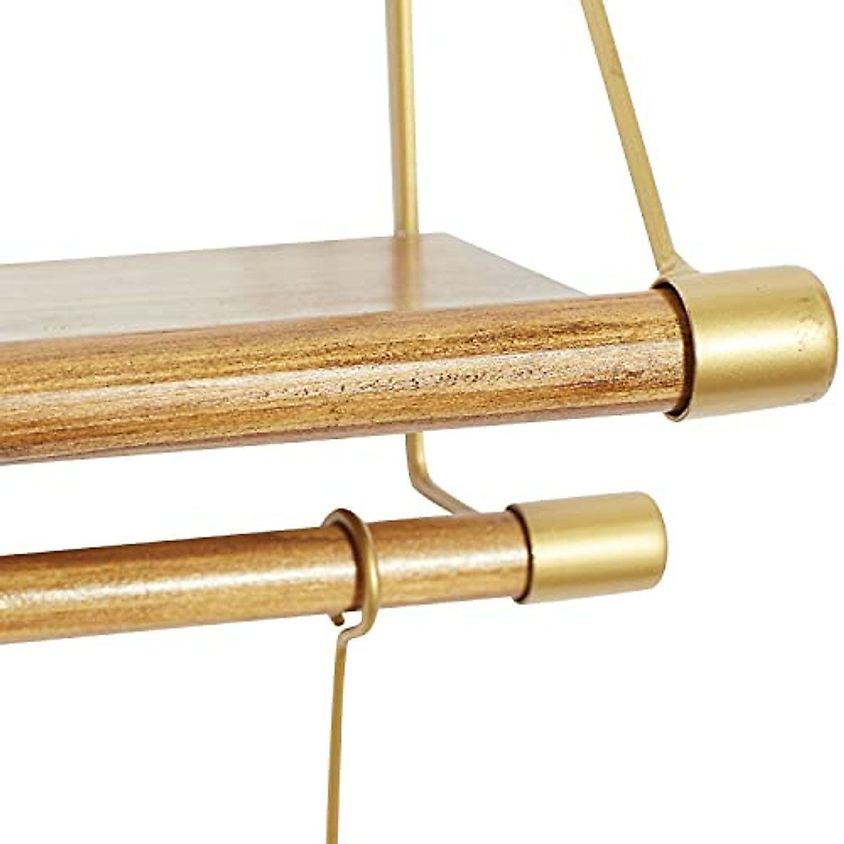 Deco 79 Wood 1 Shelf and 5 Hangers Wall Hook, 23" x 6" x 14", Gold