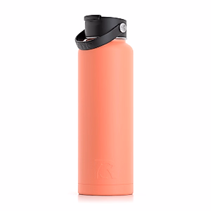 RTIC 40 oz Vacuum Insulated Bottle, Metal Stainless Steel Double Wall Insulation, BPA Free Reusable, Leak-Proof Thermos Flask for Water, Hot and Cold Drinks, Travel, Sports, Camping, Coral