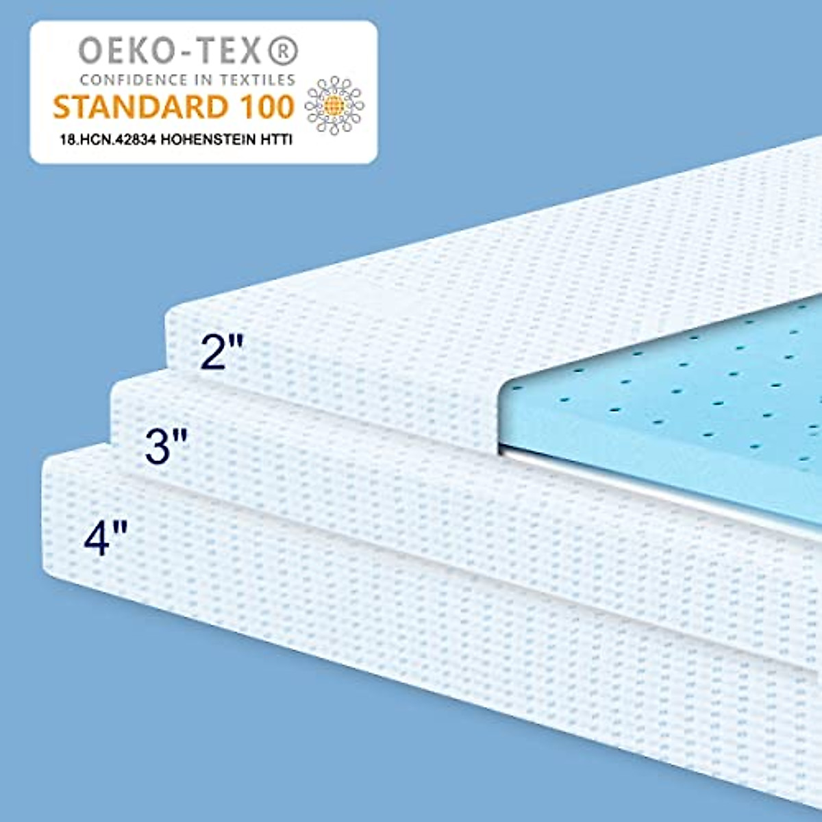 subrtex 3 Inch Gel-Infused Memory Foam Bed Mattress Topper High Density Cooling Pad Removable Fitted Bamboo Cover Ventilated Design-10 Years Warranty (Queen)