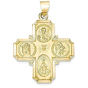 IceCarats 14K Yellow Gold Four Way Holy Cross Religious Medal Necklace Christian Pendant Scapular Charm 34mm x 24.5mm Only