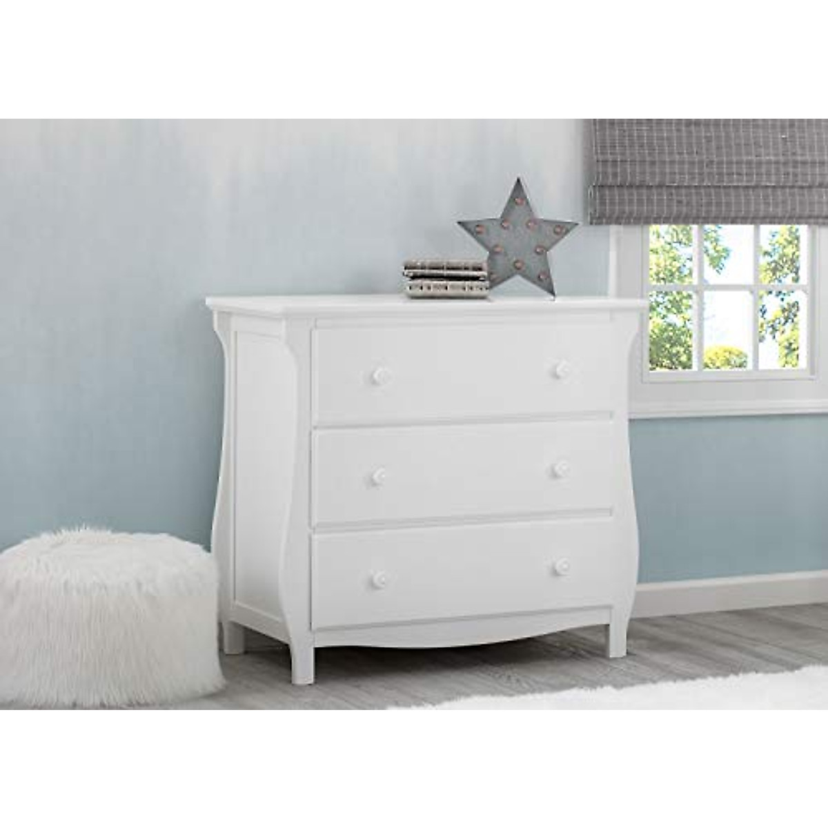 Delta Children Lancaster 3 Drawer Dresser with Changing Top, Greenguard Gold Certified, Bianca White