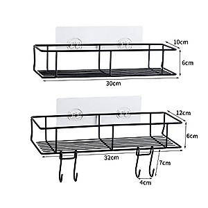 Shower Caddy 2-Pack with Hooks, No Drilling Adhesive Bathroom Storage Rack for Inside Shower Shampoo Conditioner Accessories Holder Shower Organizer