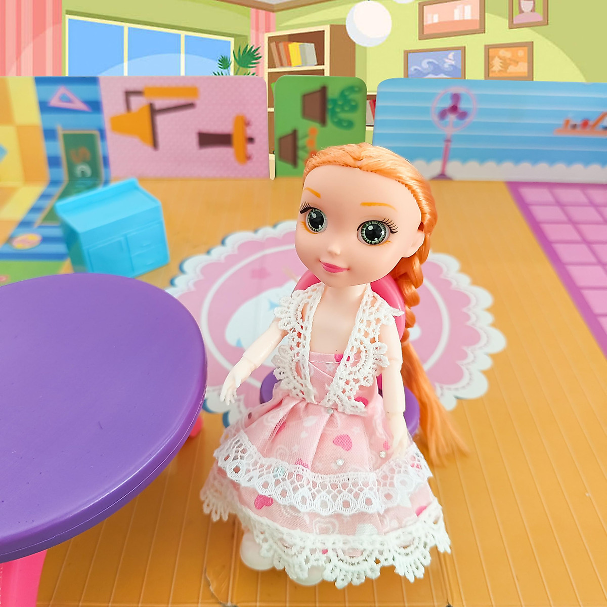 Huang Cheng Toys 6.3" Mini Girl Dolls, Include 10 Sets Handmade Doll Clothes, 5 Sets 6.3" Small Girl Dolls, 5 Pairs of Shoes