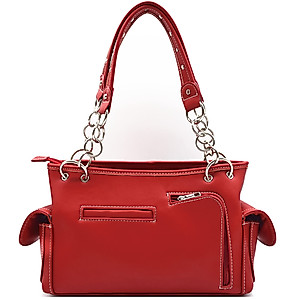 American Flag USA Stars and Stripes Patriotic Leather Purse Women Rhinestone Country Handbag Wallet Set Red White and Blue (#1 Red Set)