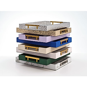 YAMILAN-17 x12 Serving Tray with Gold Polished Metal Handles,Decorative Tray for Coffee Table,Ottoman Tray for Living Room,Modern Elegant Rectangle Leather Trays for All Occasions/Devilfish/Blue