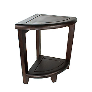 EcoDecors DecoTeak - Teak Snazzy Corner Shower Shelf - Shower Stool for Shaving Legs - Shower Foot Stool - Teak Shower Stool - Corner Shower Stool - Small Shower Stool