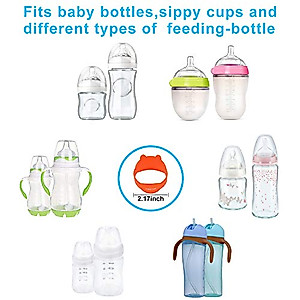 Baby Bottle Labels for Daycare, Durable Writable Reusable Food -Grade Silicone 6 Pack Baby Bottle Labels with Dry Erase Marker Foretoo