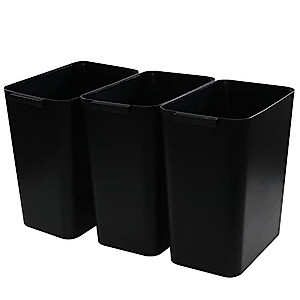 Teyyvn 3-Pack 4.5 Gallon Plastic Trash Can, Black Small Garbage Can for Bathroom, Kitchen, Office, Bedroom