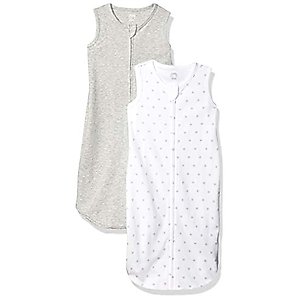 Amazon Essentials Unisex Babies' Cotton Sleep Sack, Pack of 2, Grey, Stars, 6 Months
