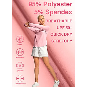 Hiverlay Long Sleeve Workout Shirts for Women V Neck UPF 50+ Athletic Shirts with Thumbhole Running Loose Active T-Shirts Pink s