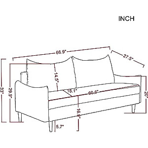 ERYE Polyester Upholstered Sofa Loveseat Couch for Home Apartment Office Small Space Living Room Furniture Sets,Modern Design Love Seats, Purple
