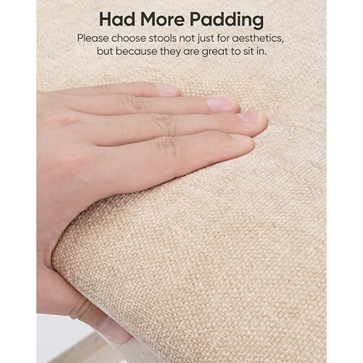 Bar Stools Set of 3, 30.3" Seat H for 39.3"~41.3" Counter Height, 360° Swivel Modern Bar Stool with Curved Wooden Back, Luxury Cloth Fabric Upholstered Counter Stools for Kitchen Island Counter