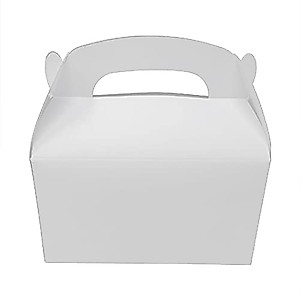 48 Pack Treat Boxes with Handles - Blank White Boxes for DIY Arts & Crafts - Gable Boxes for Kids' Birthday Party, Wedding and Baby Shower - Party Favor Boxes for Goodies, Snacks, Cupcake and Gifts