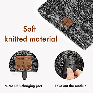 Deegotech Bluetooth Beanie, Music Tech Valentines Day Gifts for Men, Wireless Bluetooth Beanie Hat Skull Cap with Bluetooth 5.0 Headphone for Dad Husband Teens Boyfriend-Grey