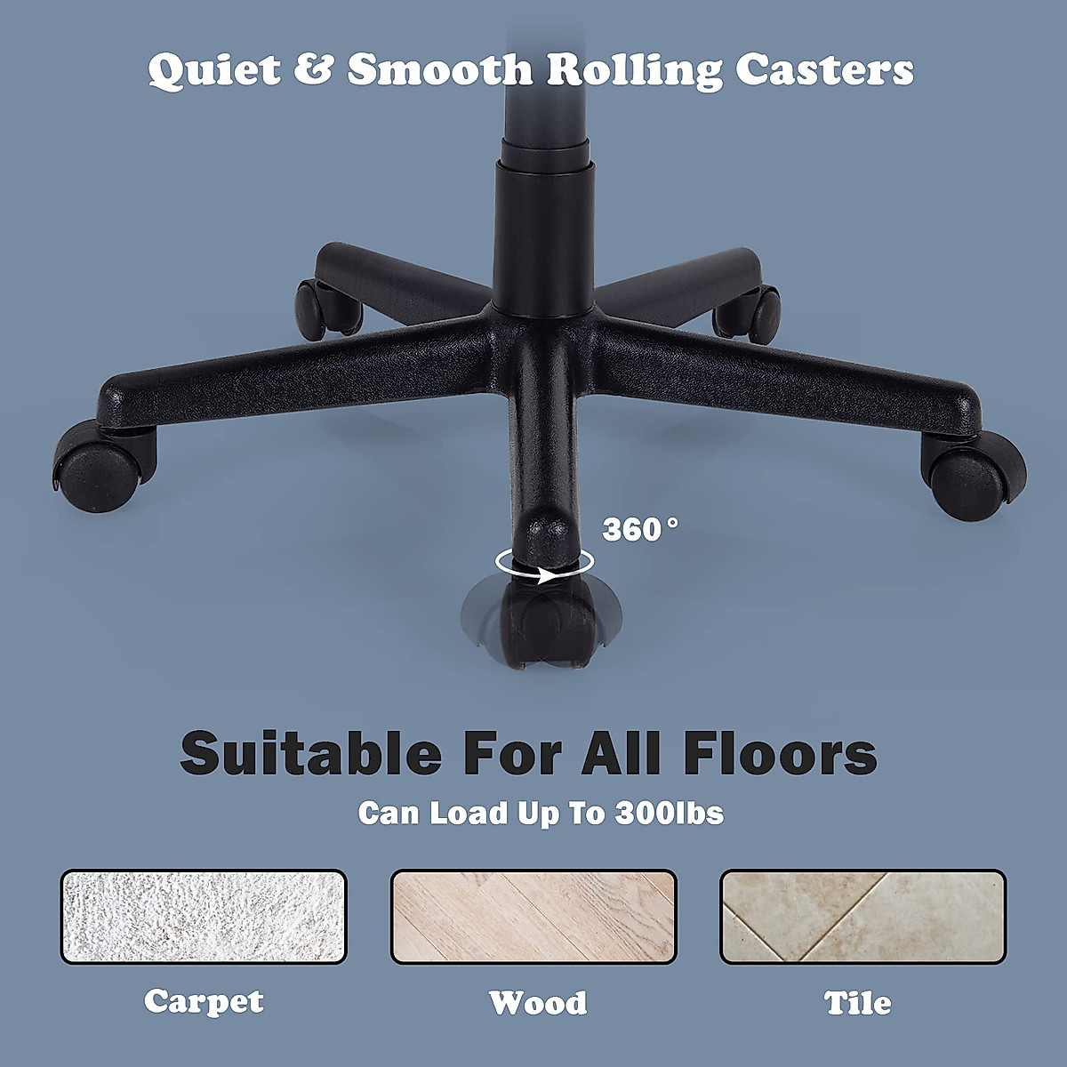 GRAFFY Office Desk Chair, 300 LBS Mesh Computer Chair w/Cushioned Seat, Executive Height Adjustable Rolling Chair, Mid Back Swivel Task Chair, Ergonomic Office Chair w/Lumbar Arm Support, Black