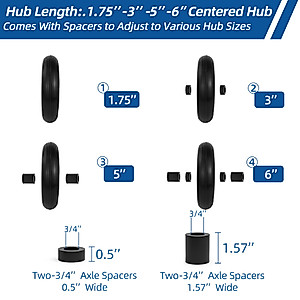 13 Inch Wheelbarrow Tires 4.00-6 Flat Free Wheelbarrow Tire, 5/8" or 3/4" Bearings Solid 4.00-6 Tire and Wheel Replacement for Wheel Barrel Wheel Barrow, Includes Adapter Kit(4.00-6 Flat Free)