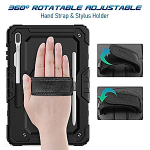 timecity Case for Samsung Galaxy Tab S8 Plus/ S7 FE 5G Case 12.4'' with Screen Protector & 360° Swivel Kickstand & Hand Shoulder Strap Case for Galaxy Tab S7 FE/ S8 Plus/ S7 Plus 12.4 inch -Black