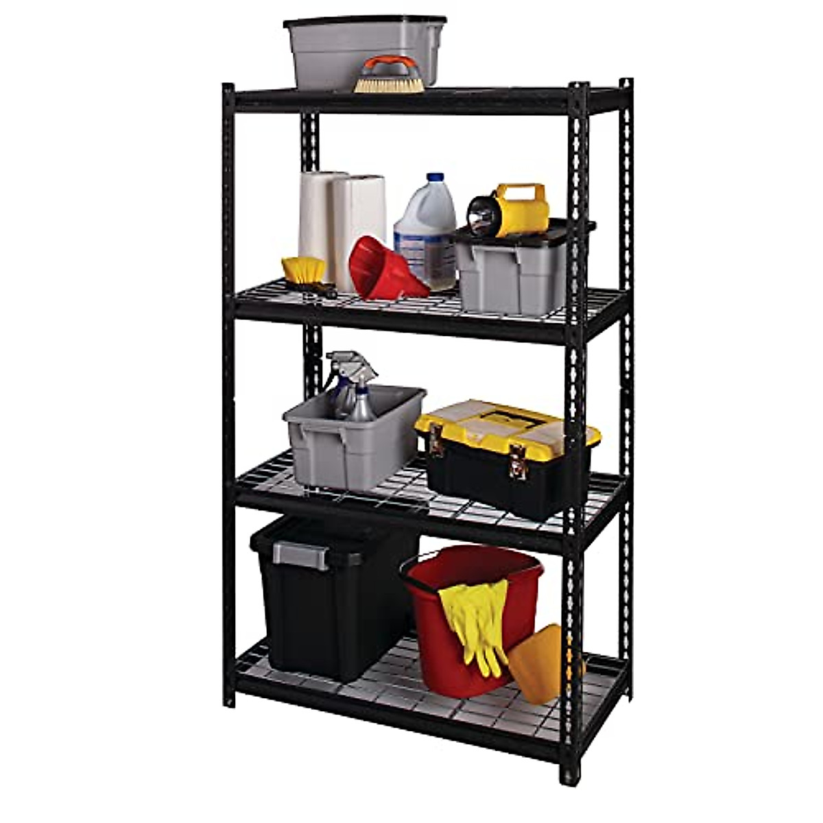 Iron Horse 2300 Deck Wire Shelving Unit, 4 Shelf, 18" X 36" X 60", Black, 18"D x 36"W x 60"H, Black & Zinc