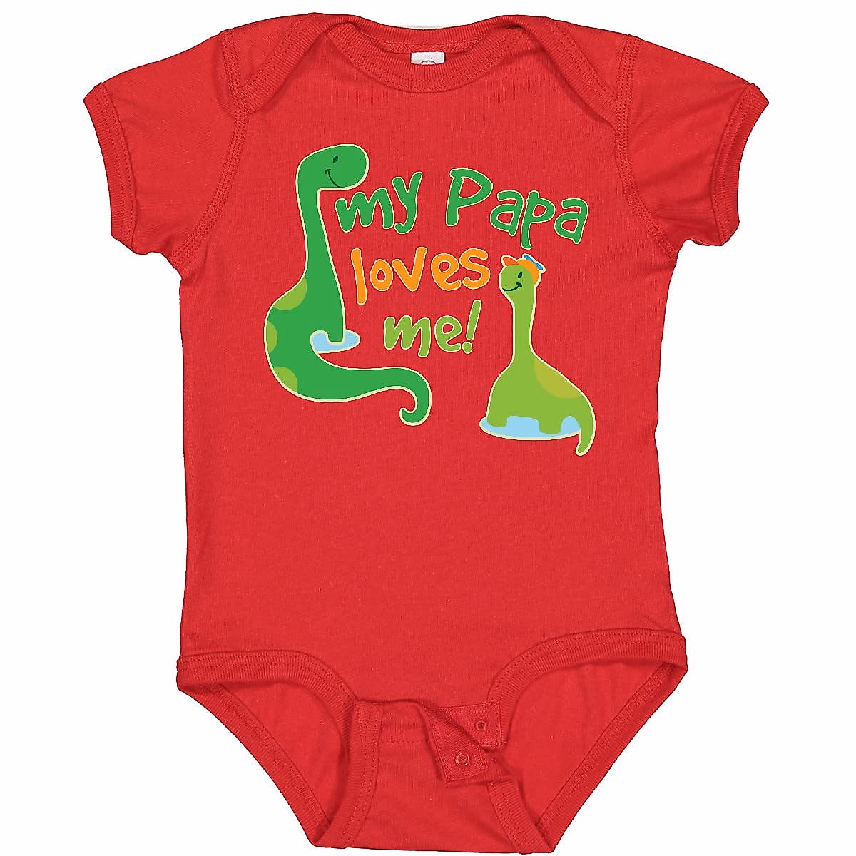 inktastic My Papa Loves Me Dinosaur Baby Bodysuit 6 Months Red 23a33