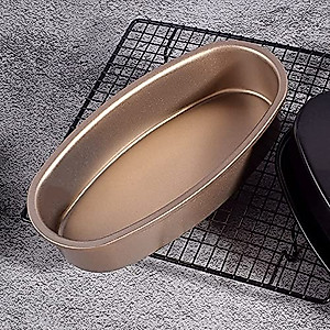 BaRdzo Oval Shape Cake Carbon Steel Non-Stick Loaf Bread Pastry Tray Gold Black Thickening Kitchen Bakeware Tools Baking Pan (Color : Gray)