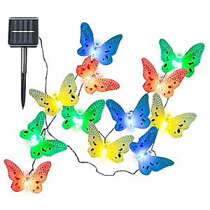 cuzile 20pcs Solar Powered Butterfly Lights Waterproof Solar Garden String Lights for Christmas, Tree, Home, Holiday, Fence, Yard, Wedding,Patio Party Decoration Light