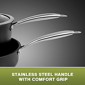 Induction Pots and Pans, Stainless Steel Pots And Pans Set 4pcs With Lid, Induction Cookware For Oven & Dishwasher Safe by MOMOSTAR