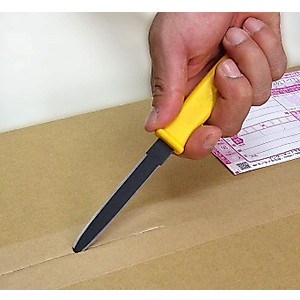 CANARY Cardboard Cutter with Sheath 7.5" Safety Box Cutter/Box Opener Tool for Cutting, Opening, Breaking Down, Crafting, Non-Stick Teflon Fluorine Coating Blade, Yellow, Made in JAPAN