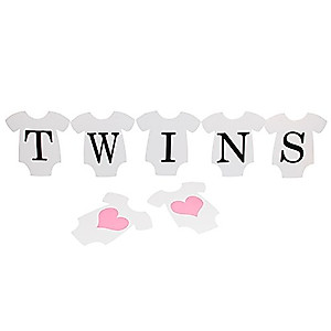 INNORU(TM) It is Twins Banner -Baby Shower, Gender Reveal, Baby Girl's 1st 2nd 3rd Birthday Banner Party Decorations