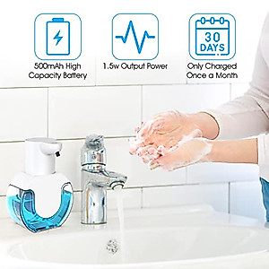 Automatic Foaming Soap Dispenser by OTLS, 4 Level Adjustable Foaming Hand Soap Dispenser, 420ml Automatic Soap Dispenser Touchless, USB-C Port, 2 Hooks for Wall Mount