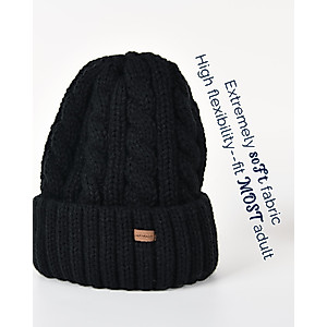 Camptrace Beanies Women Winter Hats for Women Fleece Lined Cable Knit Hat Warm Winter Snow Ski Skull Cap Black