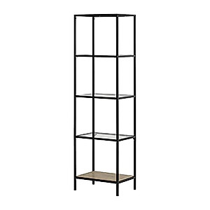 South Shore City Life 4-Shelf Narrow Bookcase, Pure Black