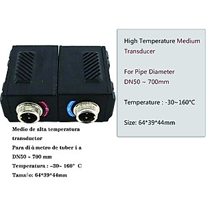 Portable Ultrasonic Flow Meter Liquid Flow Meter with 2 High Temperature TS-2-HT and TM-1-HT Transducer and Bracket HS-HT and HM-HT for Pipe Diameter DN25 to 300mm Max Liquid Temperature 160 Degrees