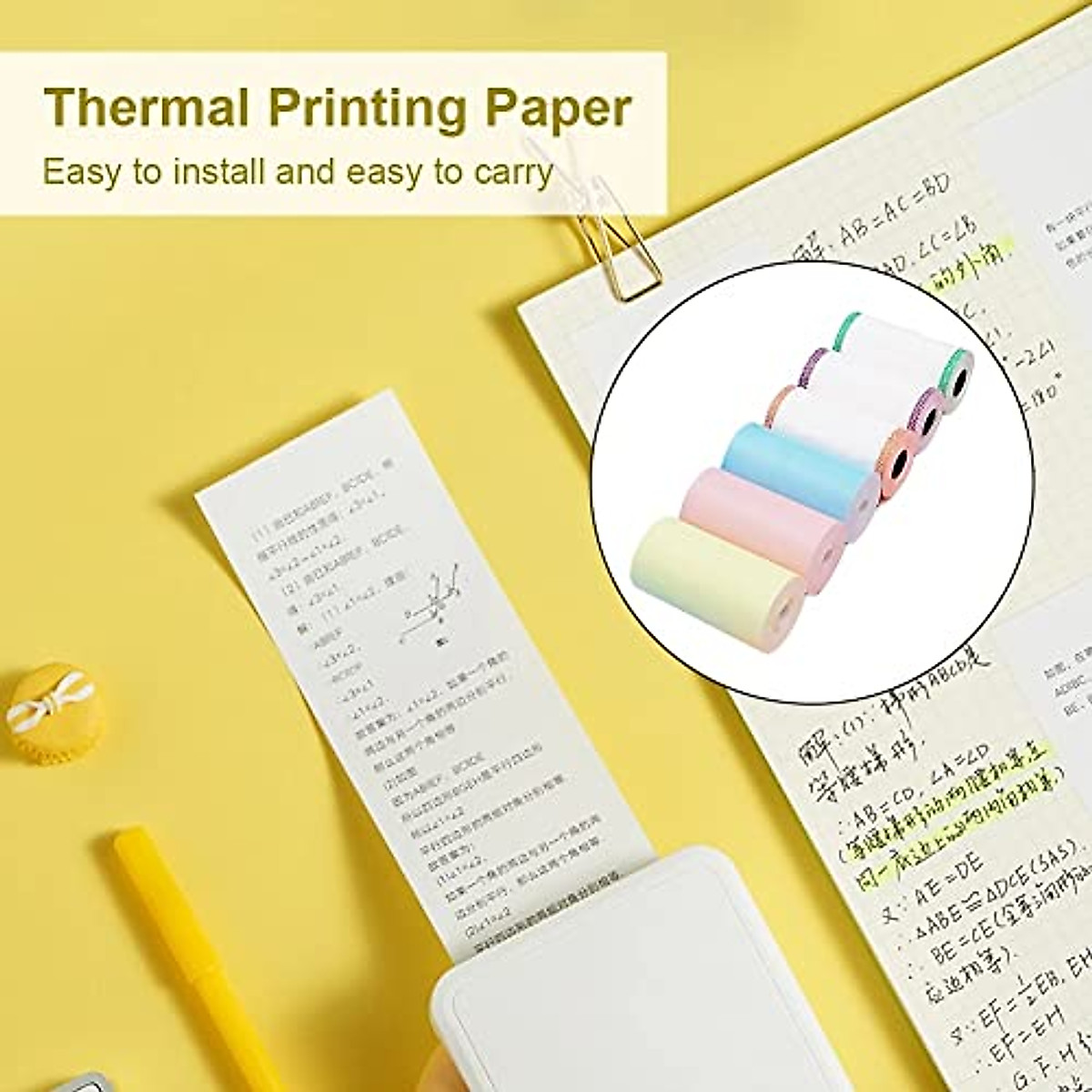LUKEO 12 Roll Printable Sticker Paper Roll Direct Thermal Paper with Self-adhesive 57x30mm for Paperang P1/P2 Pocket Thermal Printer