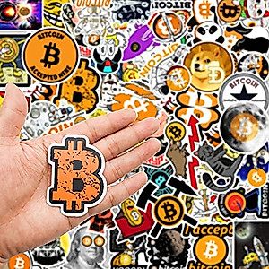 YOKSAS Bitcoin Crypto Stickers for Water Bottles Laptop,50PCS Funny Digital Currency Decals for Computer Phone Guitar Luggage