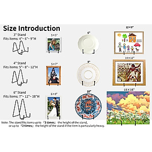 IBosins 5 Pack 6 Inch Plate Holder Display Stands, Metal Black Frame Stand for Picture, Book, Photo Easel, Creation, Collectibles