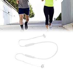 Bluetooth 5.1 Headphones, Neck Mounted Sports Headphone Wireless Neckband Earbud Noise-Cancelling Stereo Headset Portable Earphones for Exercise(White)