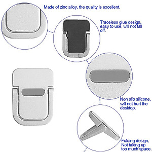 Qiveno 2Pcs Self-Adhesive Keyboard Stand for Desk, Adjustable Laptop Stand Riser Feet, Aluminum Portable Laptop Kickstand Aluminum Stable for MacBook, 10-18" Laptop, iPad(Silver)