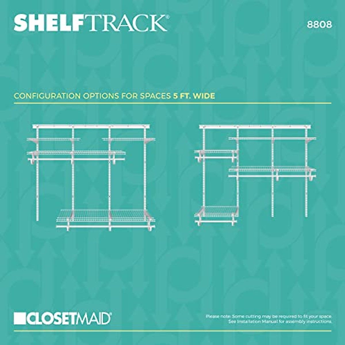 ClosetMaid ShelfTrack Wire Closet Organizer System, Adjustable from 4 to 6 Ft., With Shelves, Clothes Rods, Hardware, Durable Steel, White