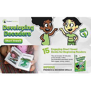 Decodable Readers: 15 Short Vowel Phonics Decodable Books for Beginning Readers Ages 4-7 Developing Decoders (Set 1)