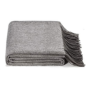 spencer & whitney Bed Throws Wool Throw Blanket Grey Wool Blanket 70% Wool 30% Viscose Shawl Warp Twin Lightweight Throw Blanket for Bed Couch