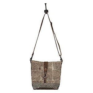 Myra Bag Goodweave Upcycled Canvas & Cowhide Leather Shoulder Bag S-1573