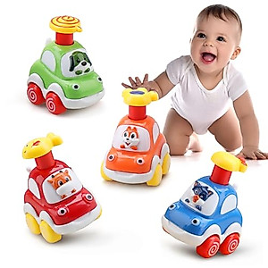 Amy&Benton Baby Toy Cars Toddler Toy Cars for 1 2 Year Old Cartoon Wind up Cars Press and Go Cars Push Go Cars for Toddlers 1-3 1st Birthday Gifts First Birthday Gift Toys Age 1 2 Year Old Baby Boys