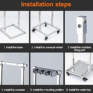 OMESDA Broom Holder Organizer, Movable Closet Storage Cabinet Mop Rack, Floor Standing Cleaning Supplies Tool Cart for Garden Garage