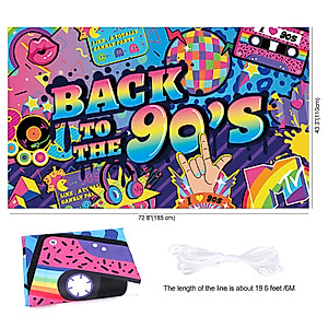 Retro 90s Banner for Parties | DPKOW 1990s Backdrop | Vibrant & Durable