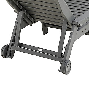 Outsunny Outdoor Chaise Lounge Chair, Waterproof Pool Furniture with Reclining Adjustable Backrest & Wheels for Beach, Tanning, Poolside, Patio, Light Gray