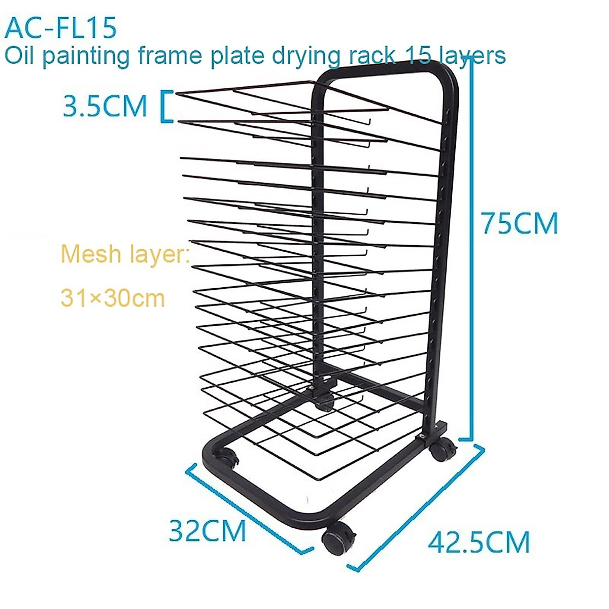 YSCMX Mobile Art Drying Rack for Classroom Drying Rack for Art Drying Rack for Art Metal Wire Work Display Rack, Art Carts with Wheels for Classroom Art Studios and Home Use. Drying & Print Racks