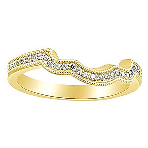 AFFY Natural Diamond Engagement Wedding Band Ring in 14K Solid Yellow Gold (0.12 Cttw),Ring Size-6